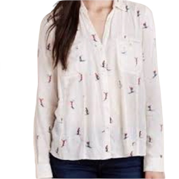 Maeve | Tops | Maeve Larkin Blouse Featuring Winter Ski Scene | Poshmark